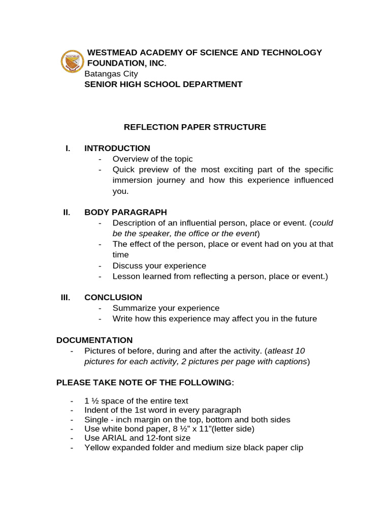 Reflection Paper Structure 2 | PDF