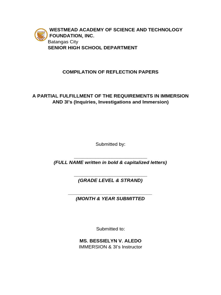 Reflection Paper Submission Guidelines | PDF