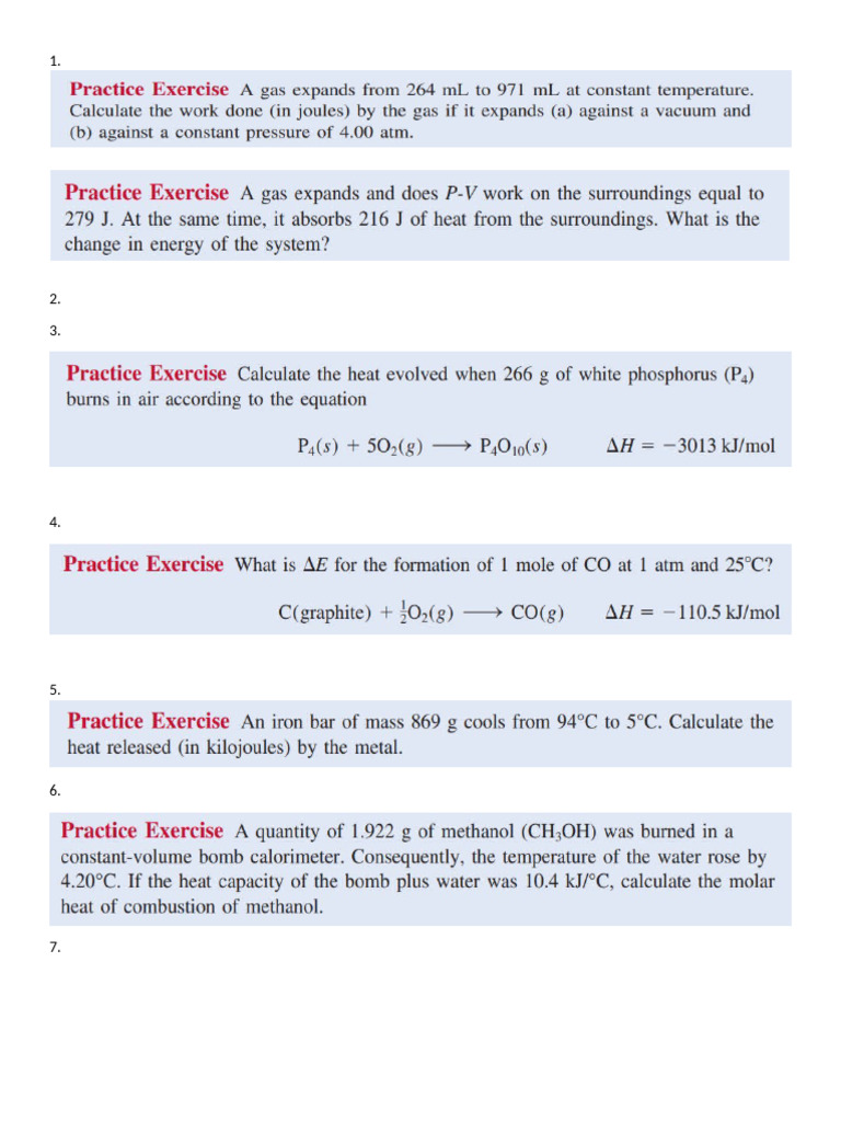 Exercises Thermochem | PDF