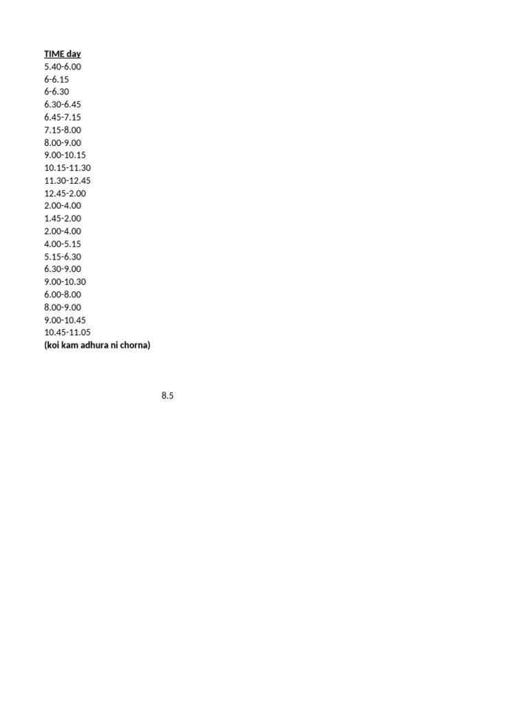 Time Schedule | PDF