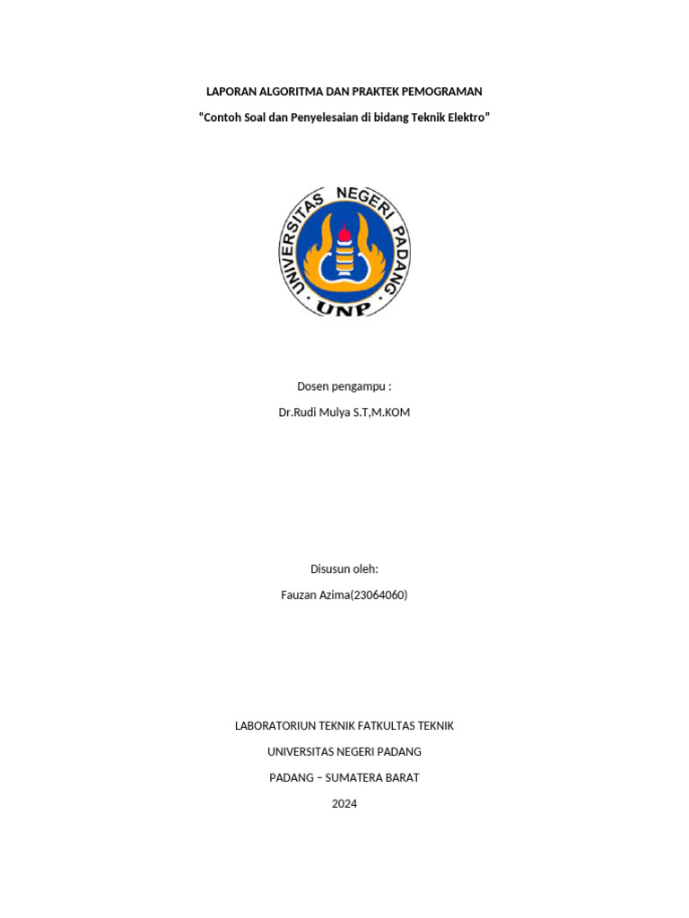 Laporan Algoritma Dan Praktek Pemograman 5 Fauzan Azima 23064060 | PDF
