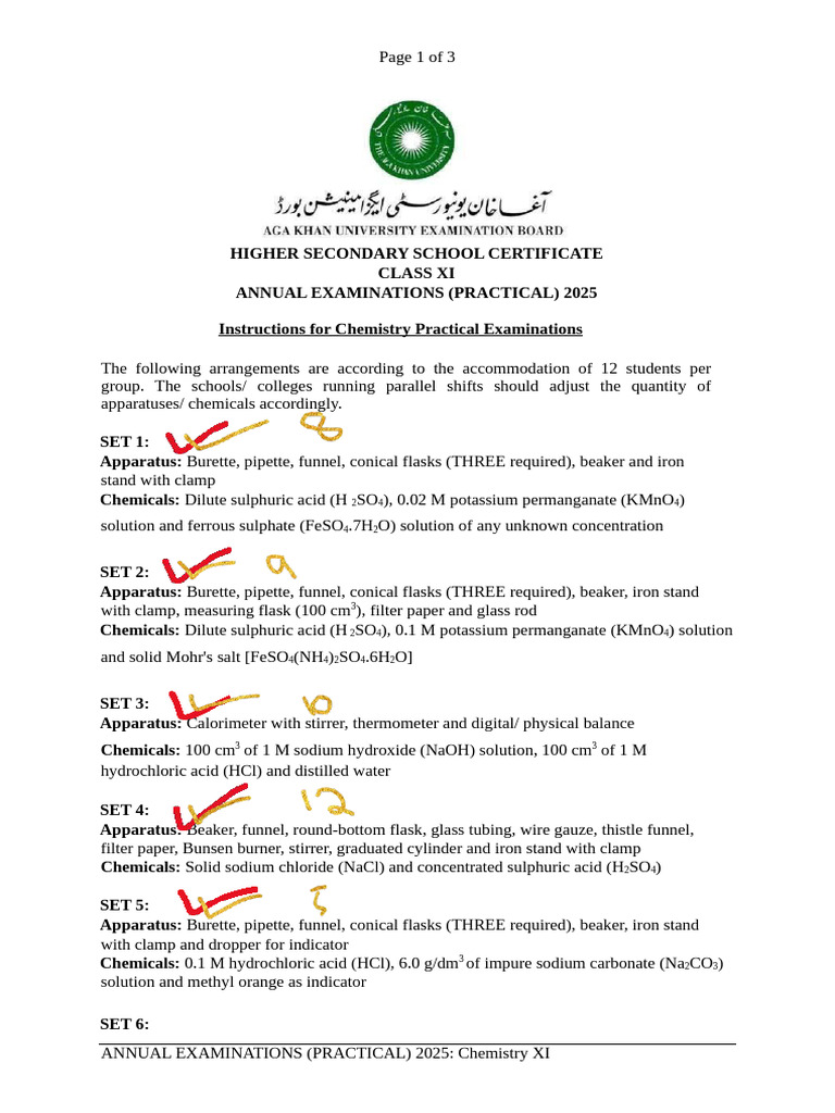 Lab Instructions 2025 - HSSC I Chemistry | PDF | Sodium Hydroxide | Acid