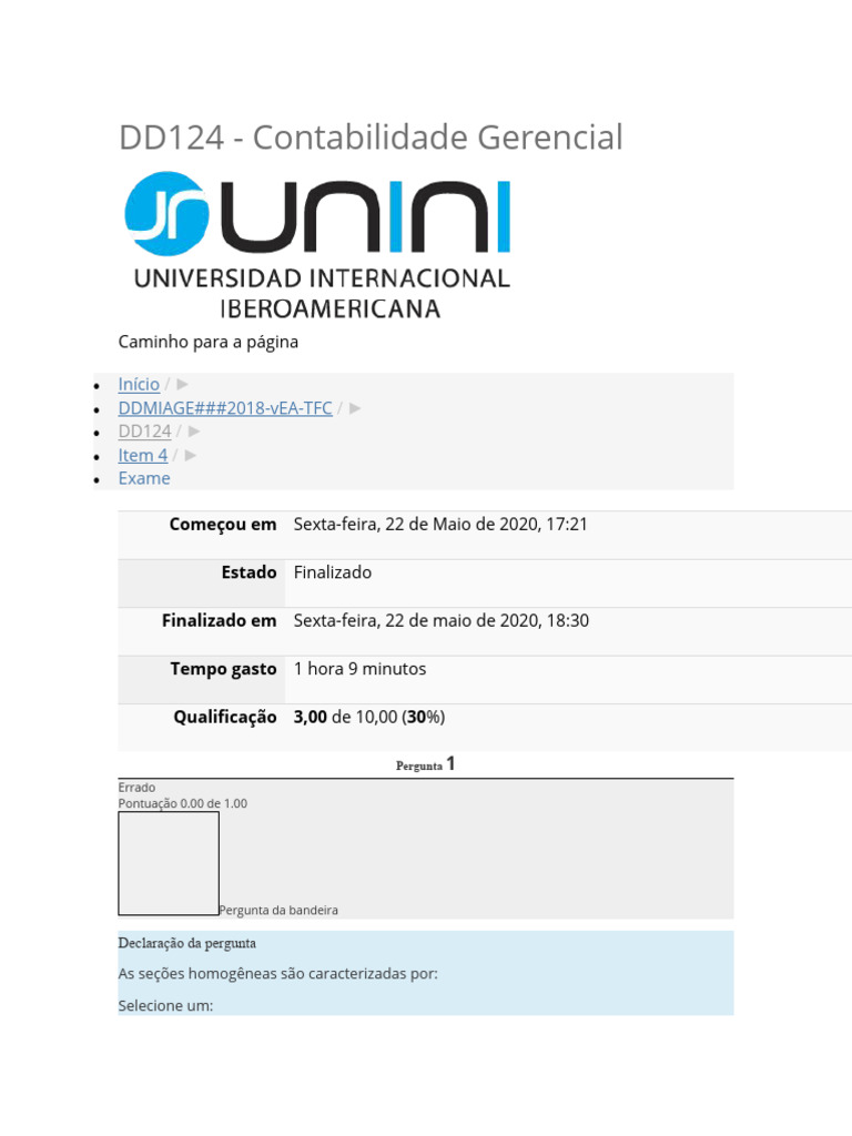 Exame DD124 2 | PDF | Custo | Contabilidade