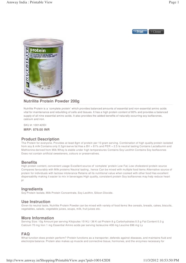 NUTRILITE® Protein 200 G | PDF | Soybean | Milk