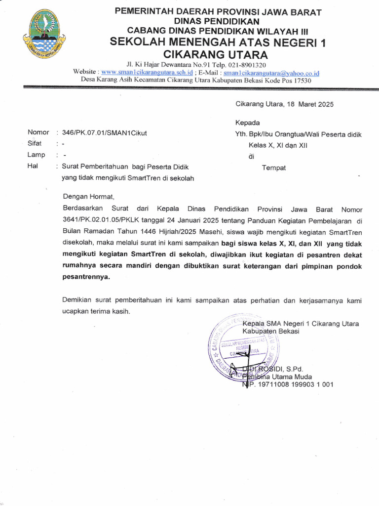 Pemberitahuan Yang Tidak Mengikuti SMARTTren - 20250319 - 0001 | PDF