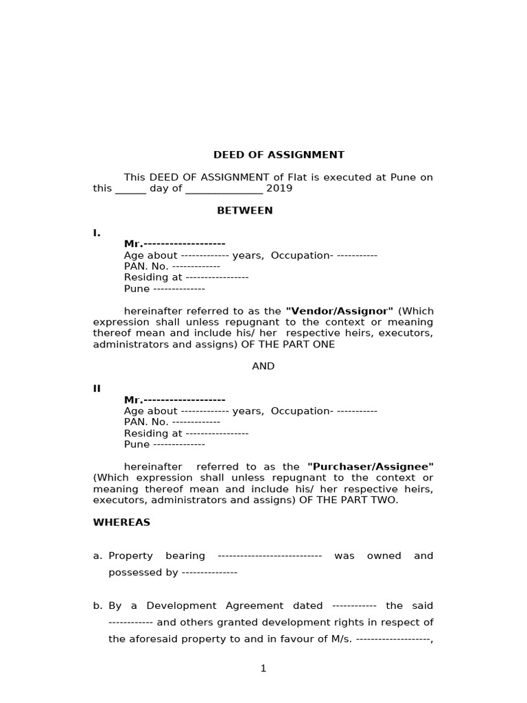 Assignment Deed Society Formed | PDF | Assignment (Law) | Private Law