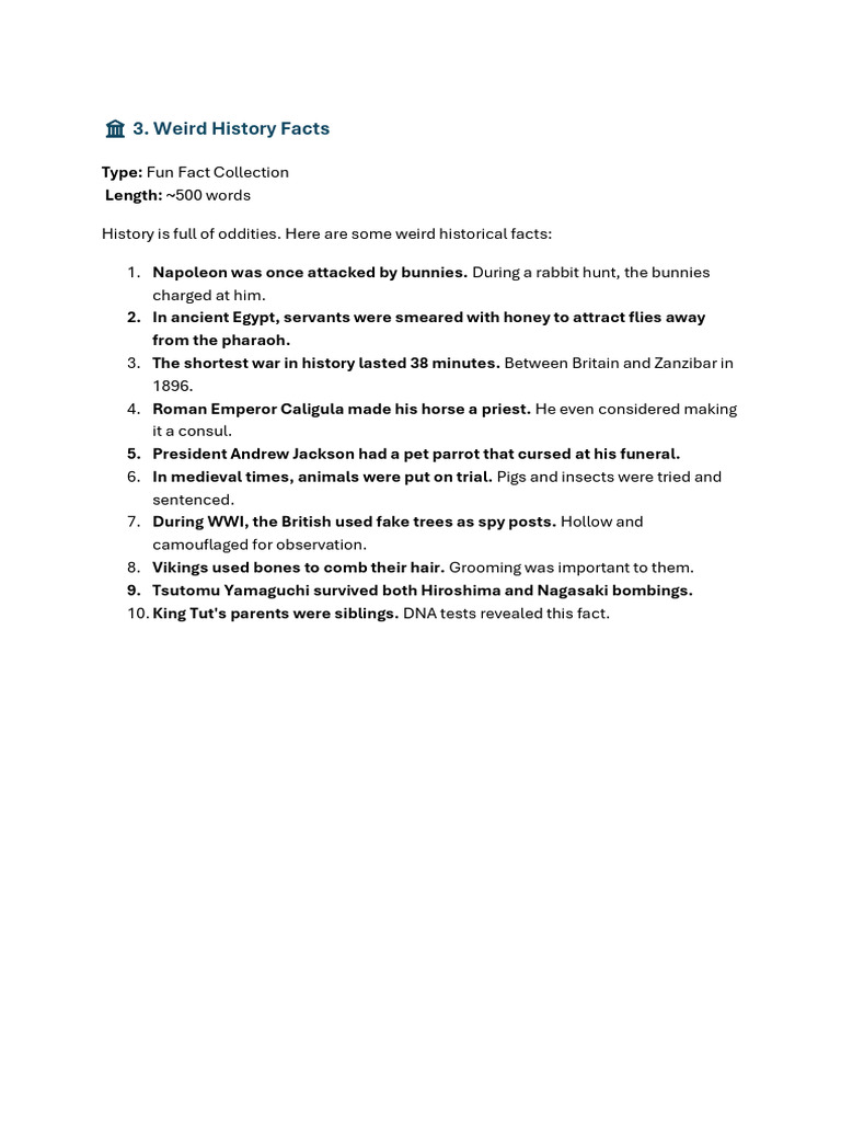 Weird History Facts | PDF