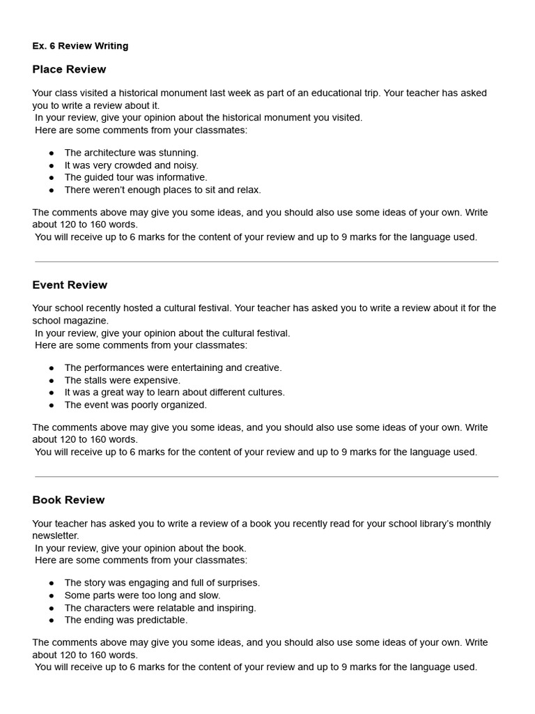 Ex. 6 Review Writing Practice Qs | PDF | Educational Technology ...