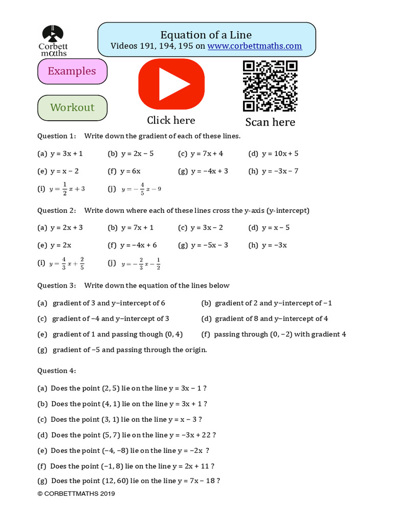 Equation of a Line: Gradients & Intercepts | PDF | Euclidean Geometry | Line (Geometry)