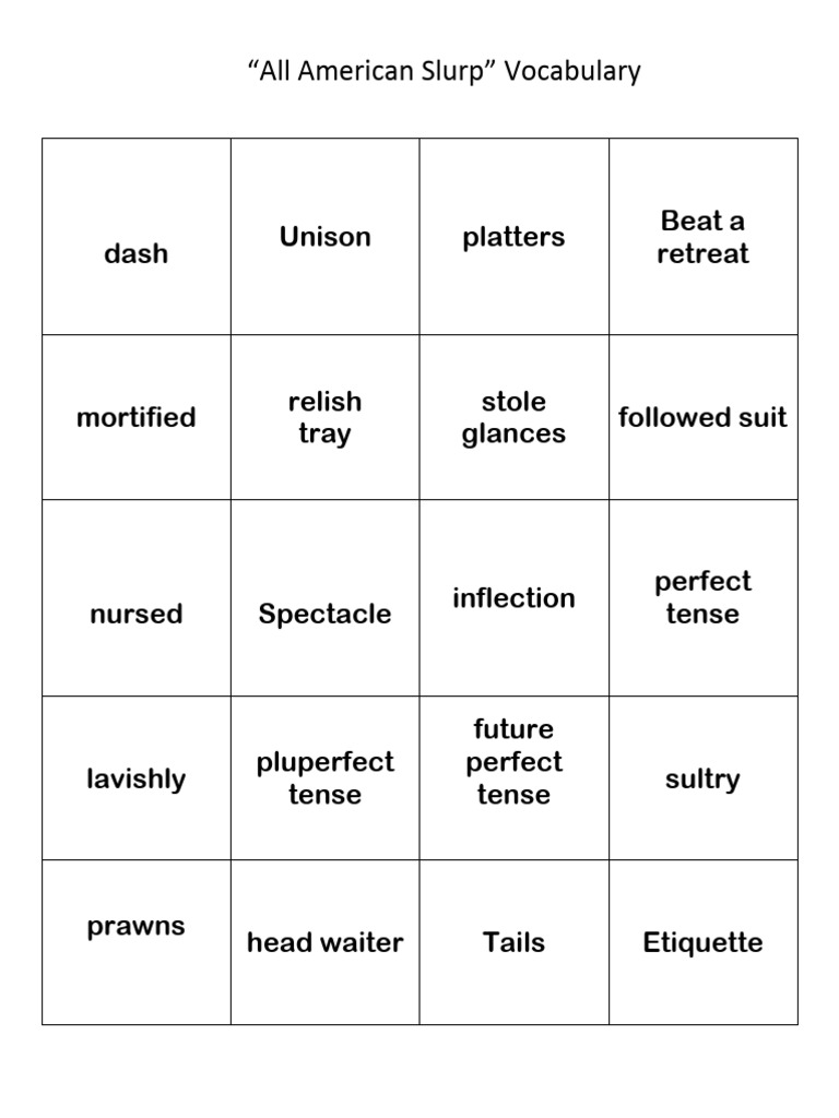 AllAmericanSlurpVocabularyFlashCardsHoltIntrocourse6thGrade-2 | PDF