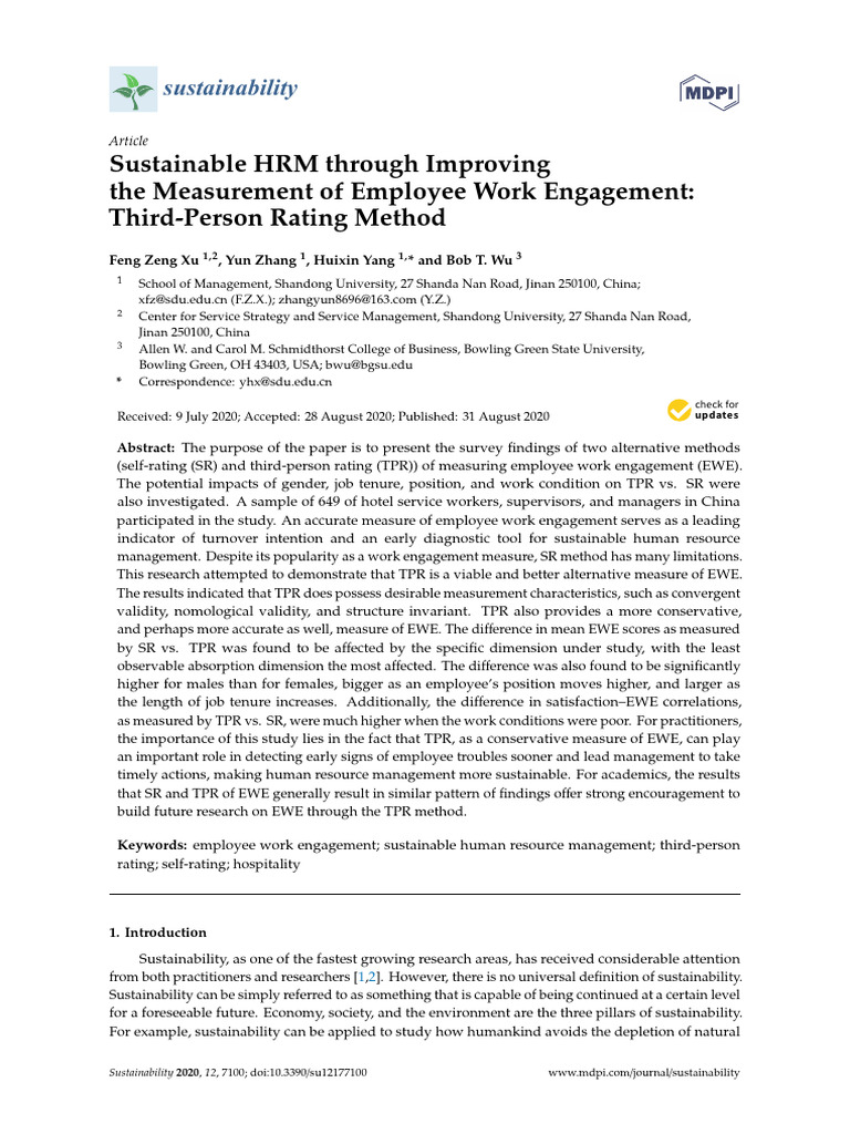 Sustainable HRM Through Improving The Measurement of Employee Work ...