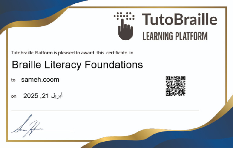 Braille Writing and Reading Certificate | PDF