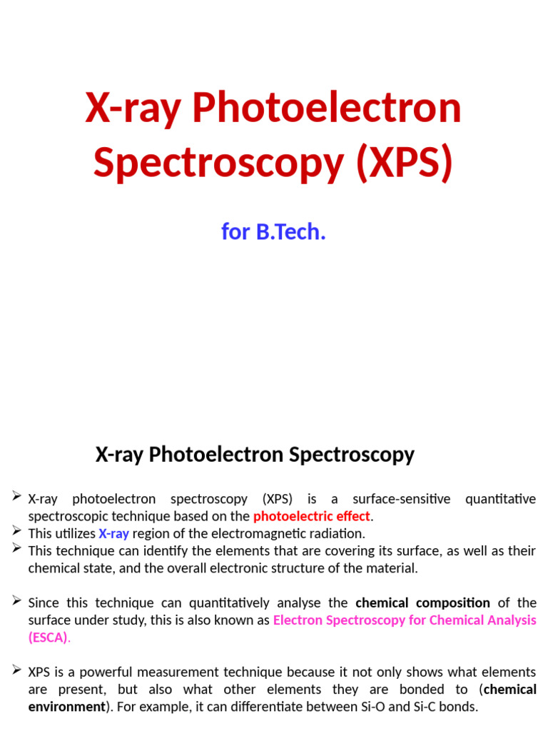 6 - X-Ray Photoelectron Spectroscopy (XPS) | PDF | X Ray Photoelectron ...