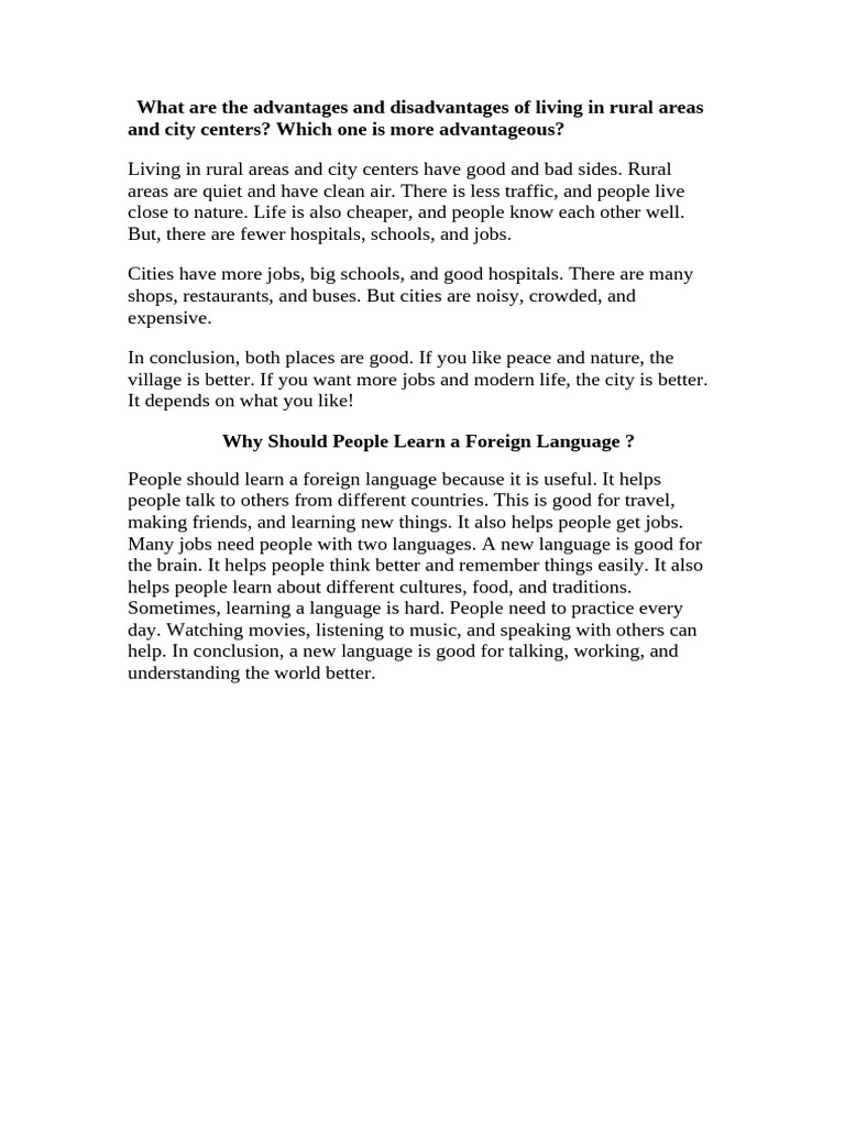 Rural vs. Urban Living: Pros and Cons | PDF