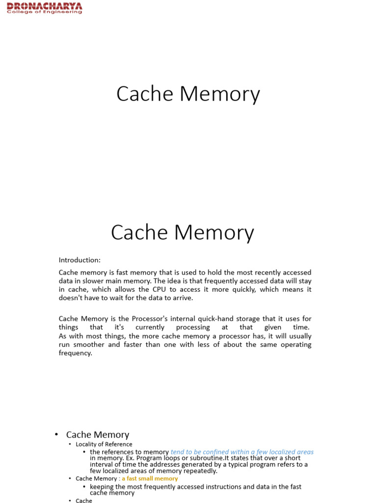 Cache Memory Overview and Mapping Techniques | PDF | Cpu Cache | Cache ...