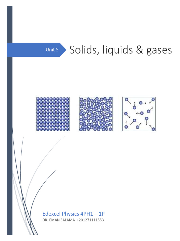 Unit 5 Solids, Liquids & Gases Classified 1P Edexcel 4PH1 | PDF | Liquids | Pressure