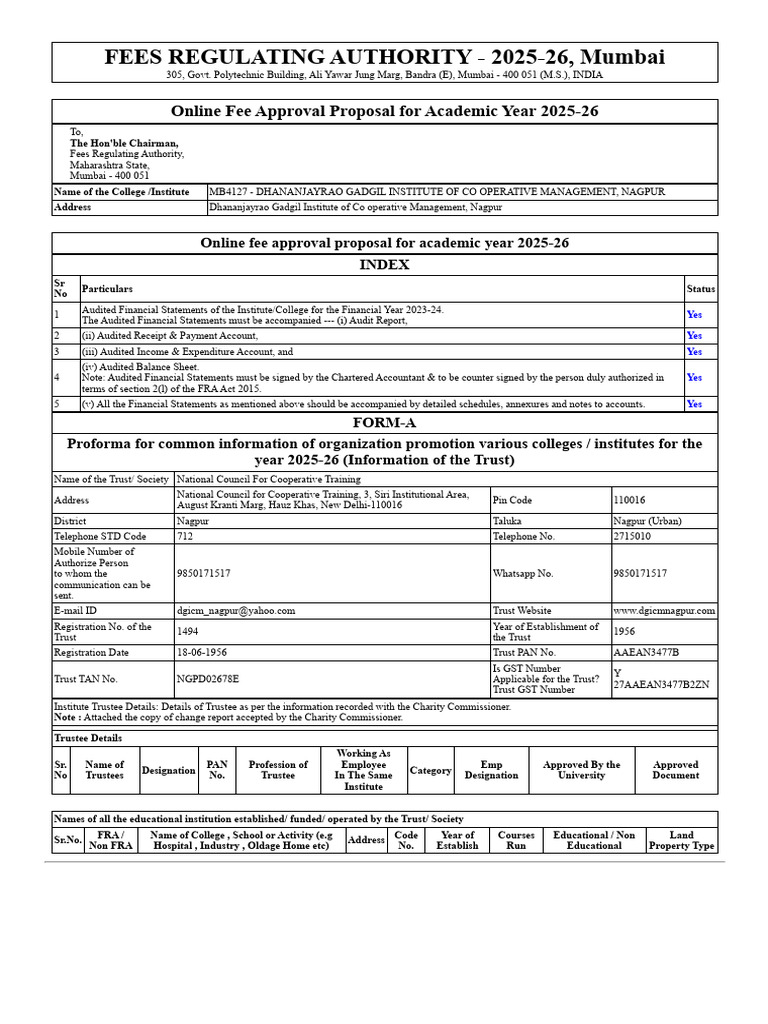 Maharashtra Fees Approval Proposal 2025-26 | PDF | Depreciation