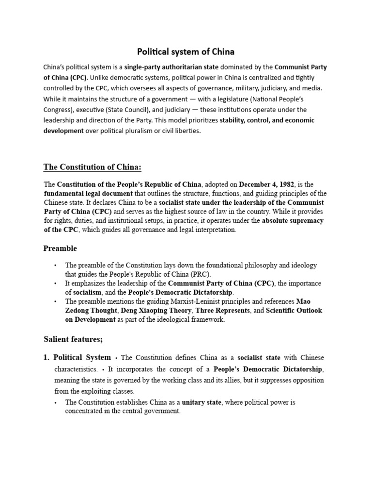 Overview of China's Political System | PDF | Government Of China | China