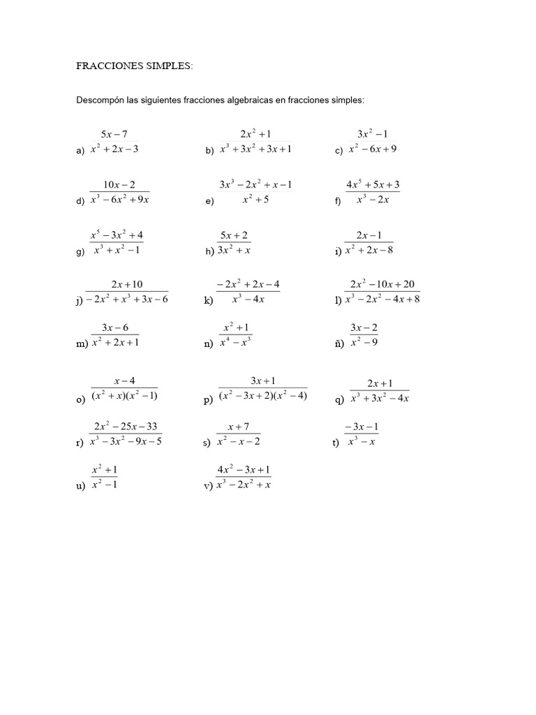 EJ. fracciones simples | PDF