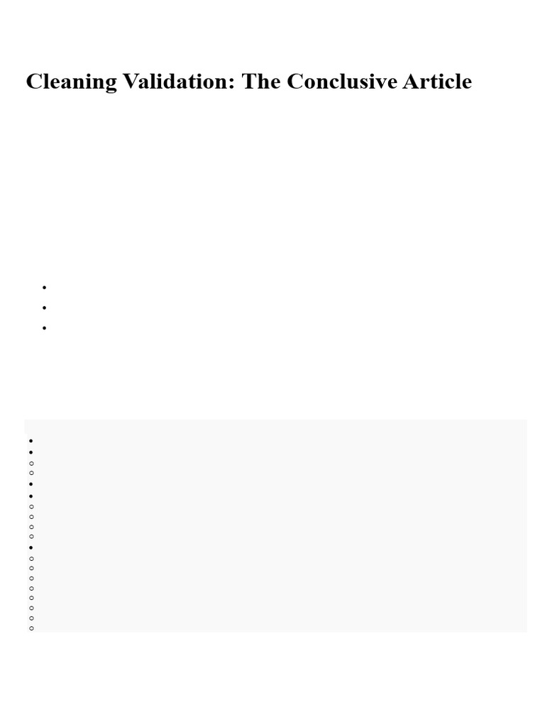 What Is Cleaning Validation in Pharmaceuticals | PDF | Emulsion ...