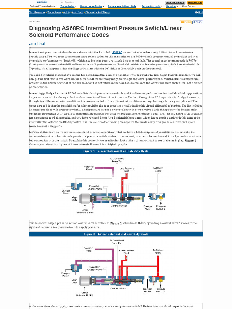 Diagnosing Aisin Seiki As68rc Performance Codes - Sonnax | PDF | Valve ...
