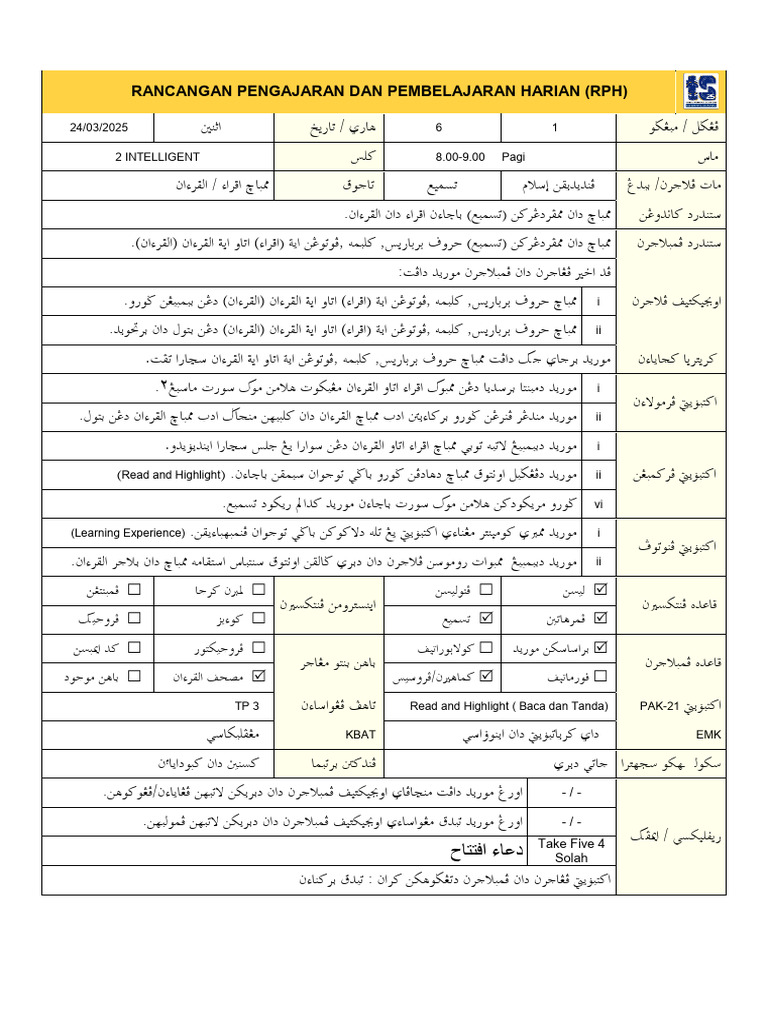 Rph (Isnin 24 Mac 2025) Minggu 6 | PDF