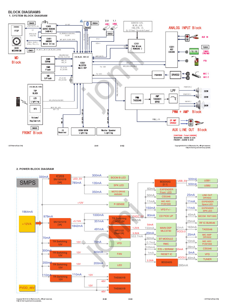 OM7560 Diagrama Bloques y Voltajes-14963 | PDF | Conversor analógico a ...