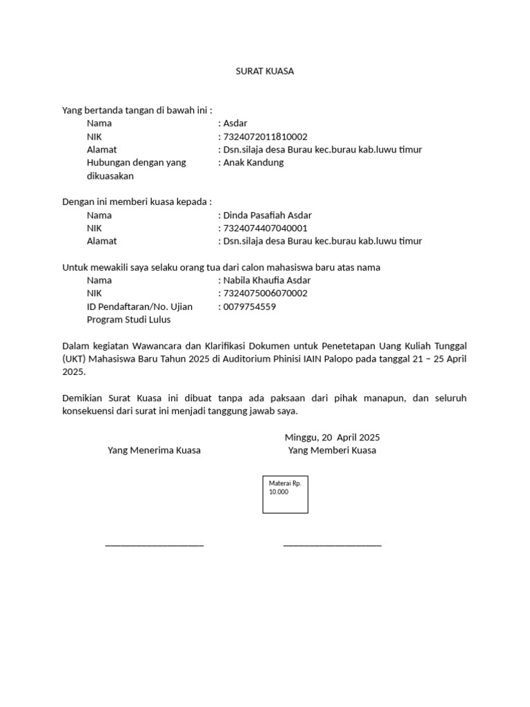 Surat Kuasa | PDF