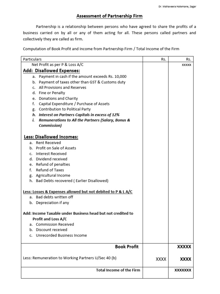 Partnership Firm Tax Assessment Guide | PDF | Expense | Income Statement