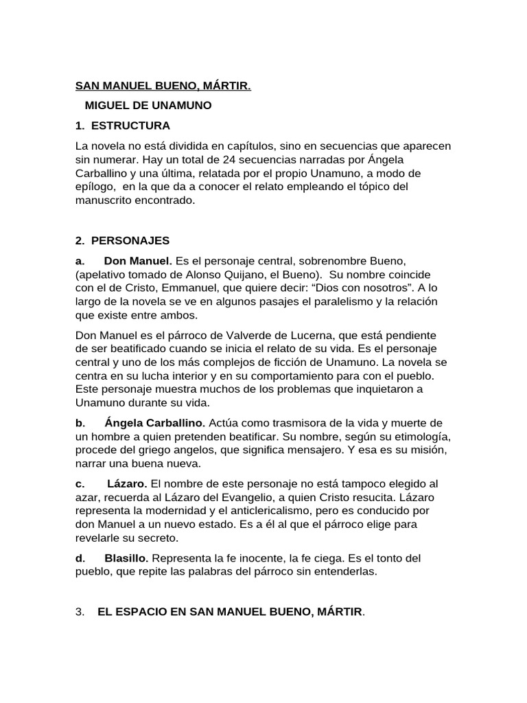 San Manuel Bueno y Mártir | PDF