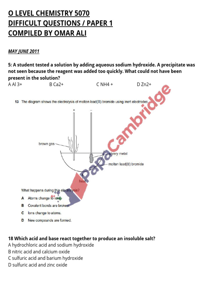 Compiled - O LEVEL CHEMISTRY 5070 | PDF | Acid | Hydroxide