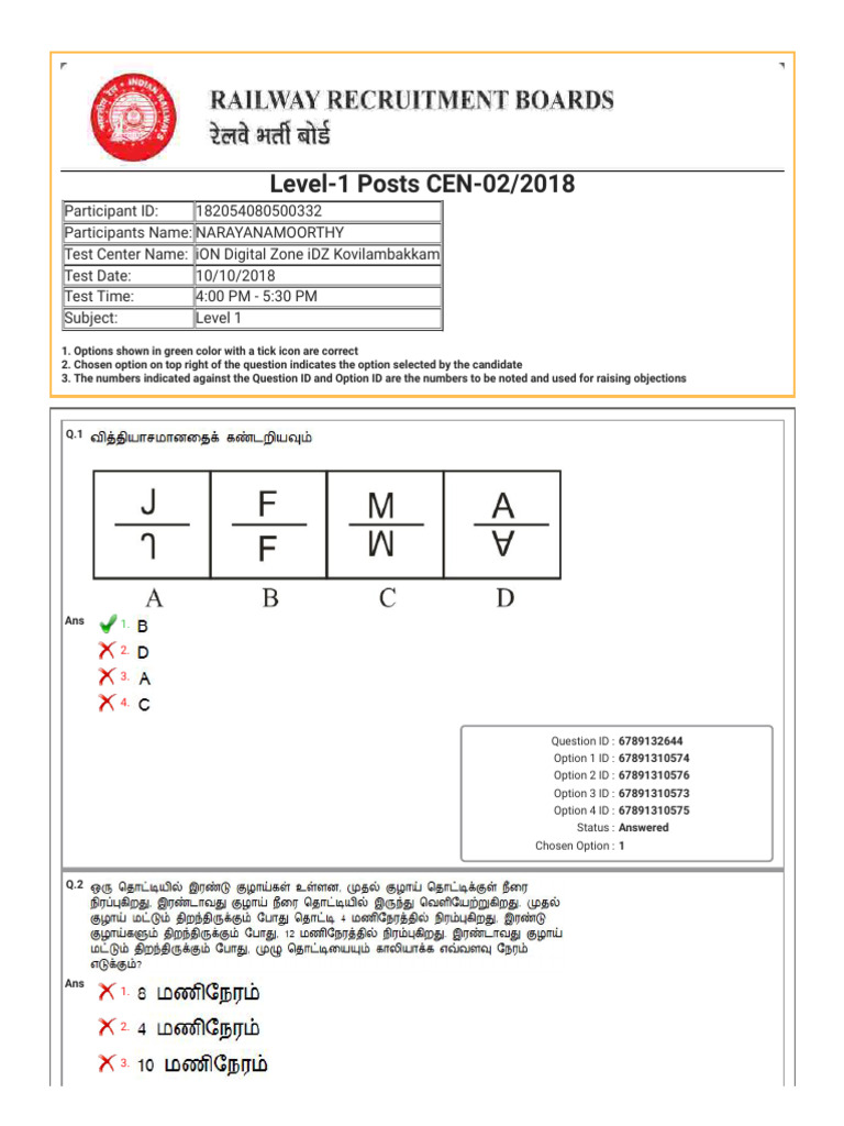 RRB Original Previous Year Question Paper 5 - TA BTL | PDF