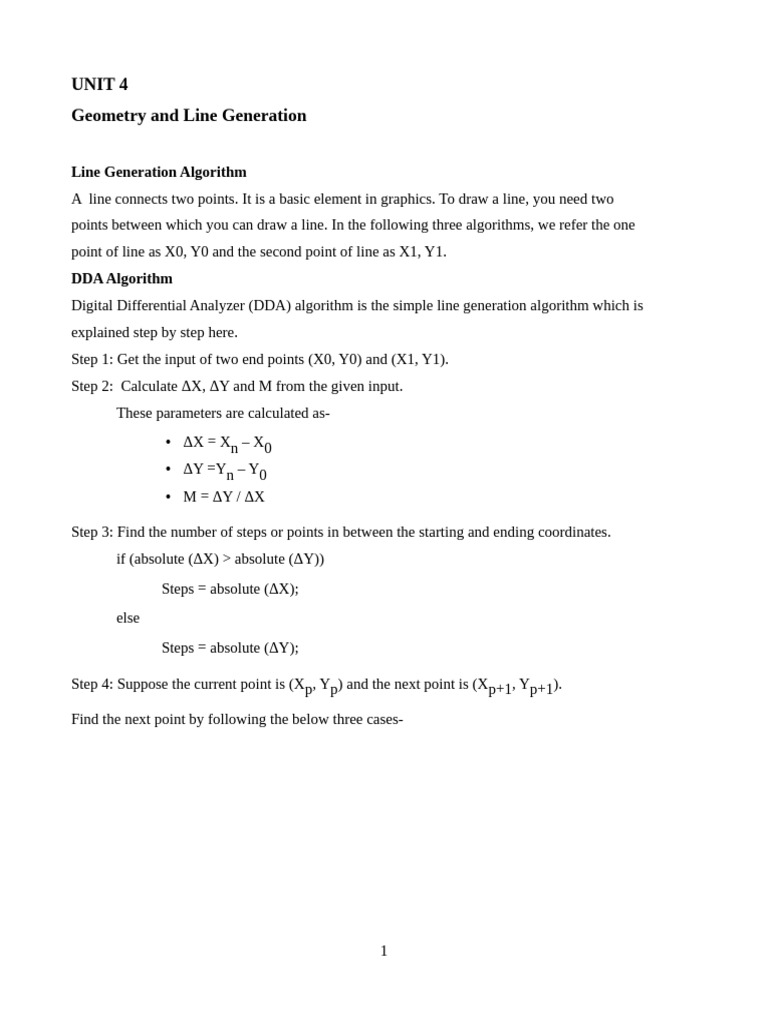 UNIT 4-Geometry and Line Drawing | PDF | Algorithms | Applied Mathematics