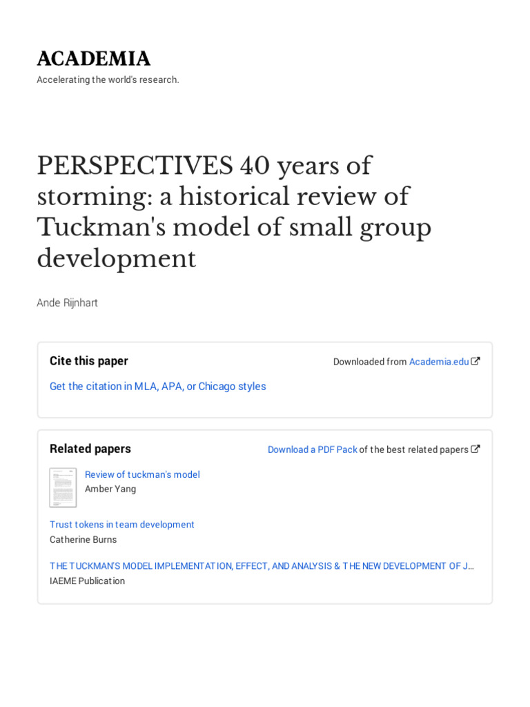 W2 Bonebright 2010 Historical Review of Tuckmans Model of Small | PDF | Psychology | Behavioural ...