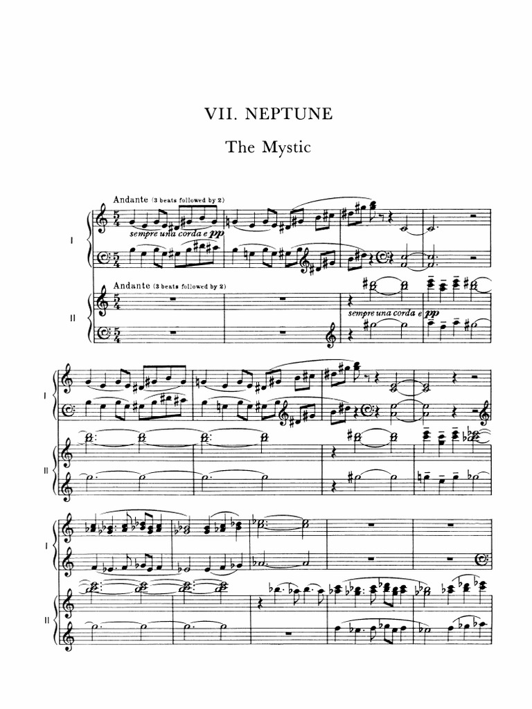 Holst - The Planets (for Two Pianos), Neptune | PDF