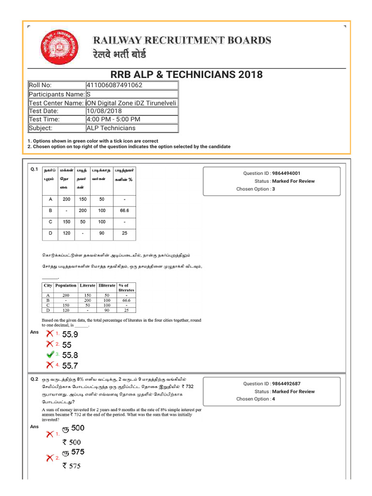 RRB Original Previous Year Question Paper | PDF