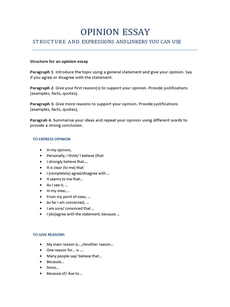 Opinion Essay - Structure and Linkers | PDF