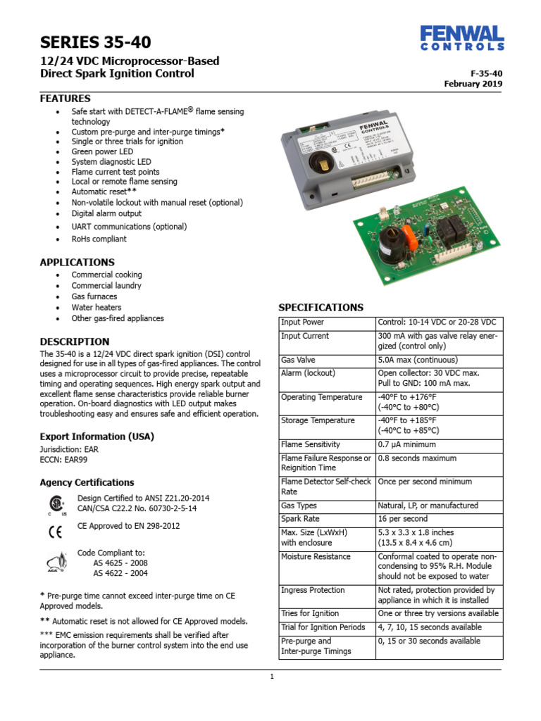Series 35 40 Direct Spark Ignition Control F 35 40 | PDF | Vacuum Tube ...