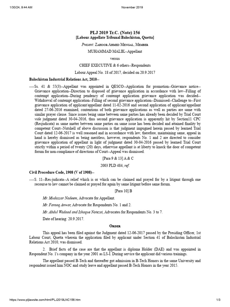 2003 PLD 484, Ref. Civil Procedure Code, 1908 (v of 1908) S. 11--Res-judicata | PDF | Lawsuit ...