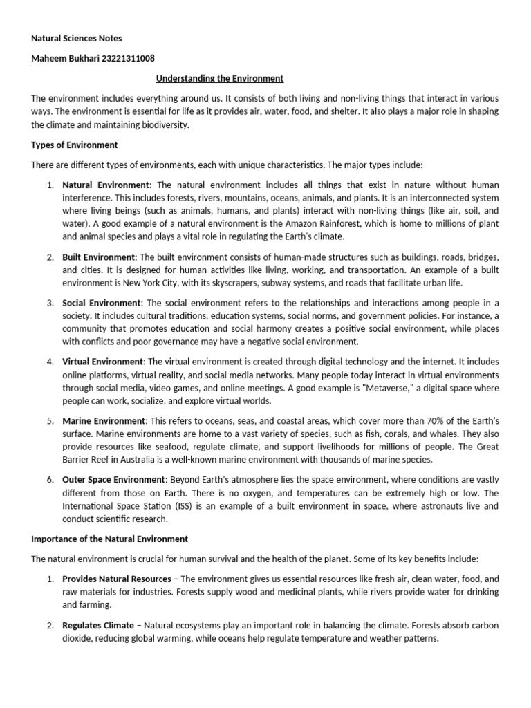 Natural Sciences Notes 1 | PDF | Atmosphere Of Earth | Ecosystem
