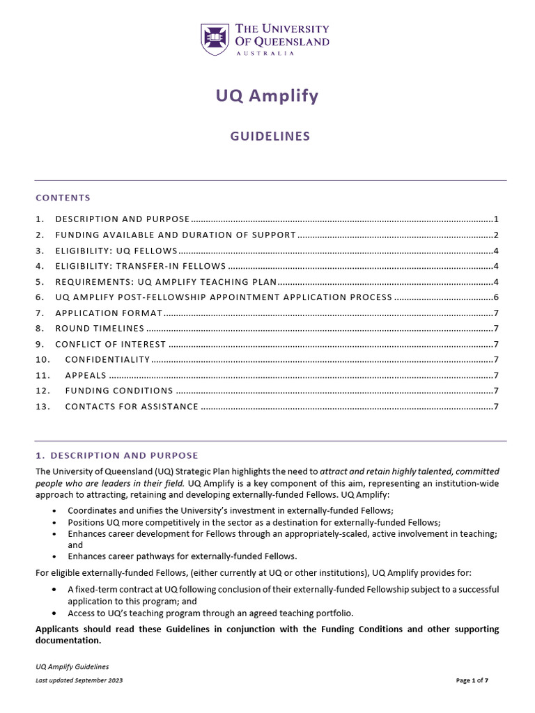 2024 UQ Amplify Guidelines | PDF | Fellow
