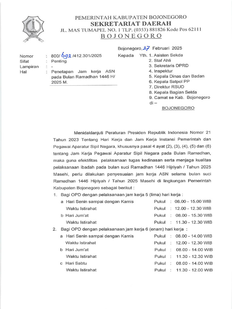 SE Jam Kerja Bulan Ramadan 2025 | PDF