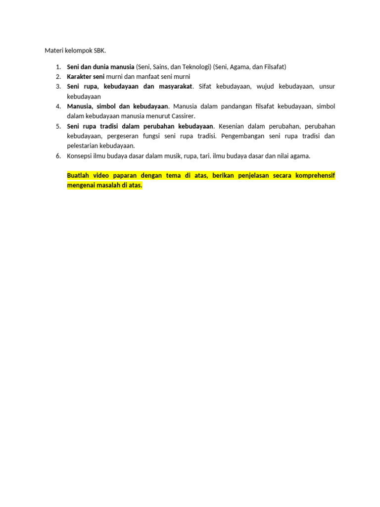 Materi Kelompok SBK | PDF