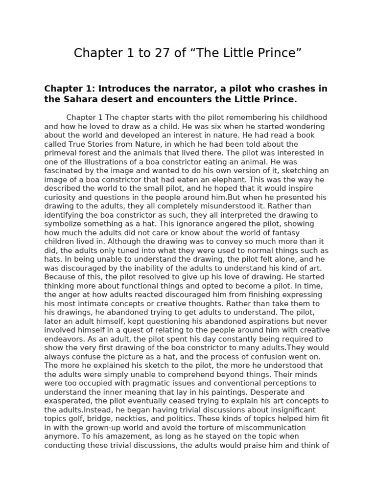 Explanation Chapter 1 To 27 of | PDF | The Little Prince | Love