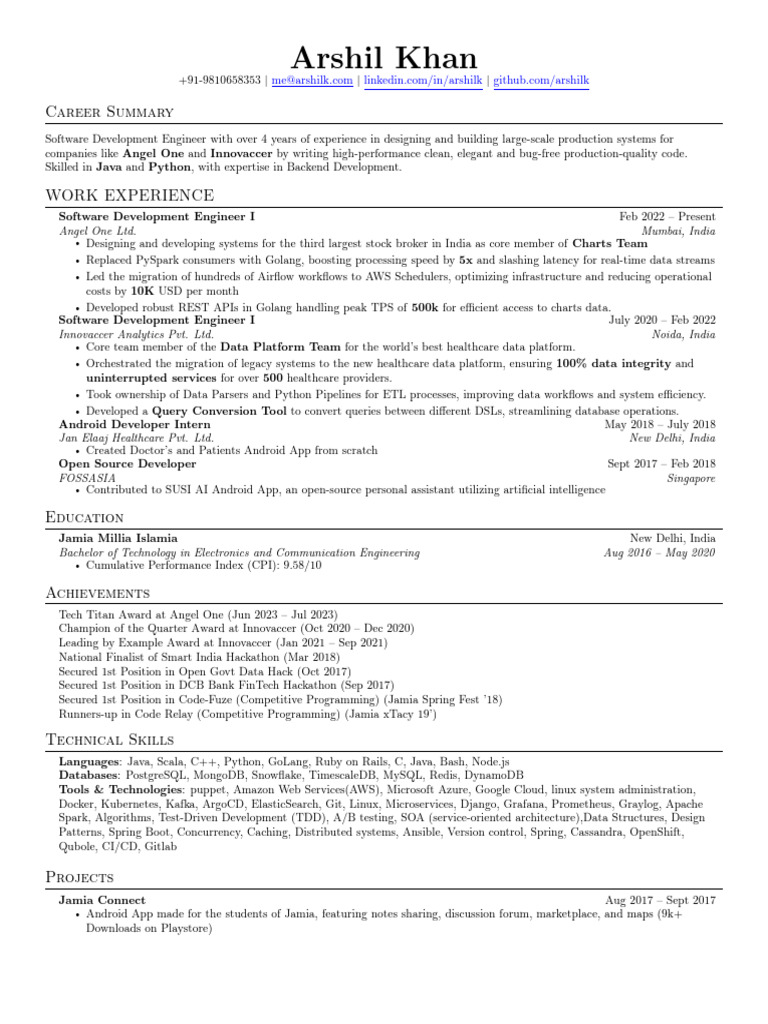 Arshil SDE CV Coinbase | PDF | Apache Spark | Data Management