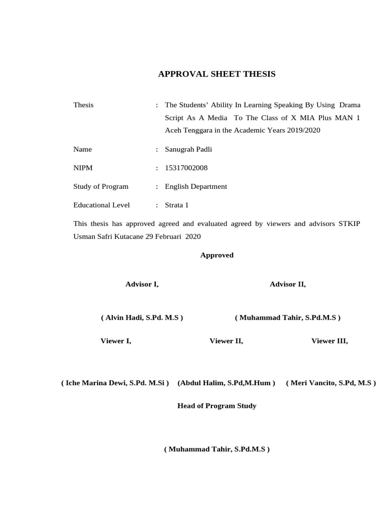 Approval Sheet Thesis | PDF