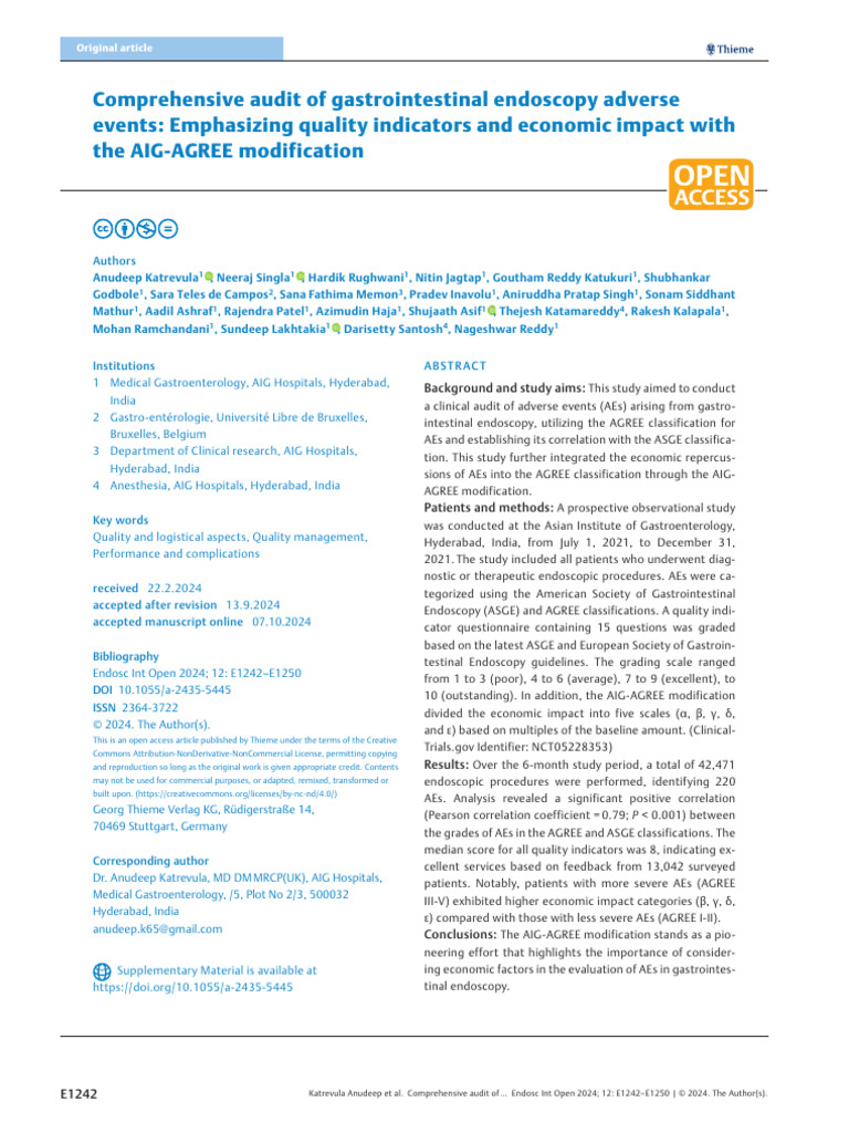 AIG Endoscopy Audit: Quality & Costs | PDF | Gastroenterology