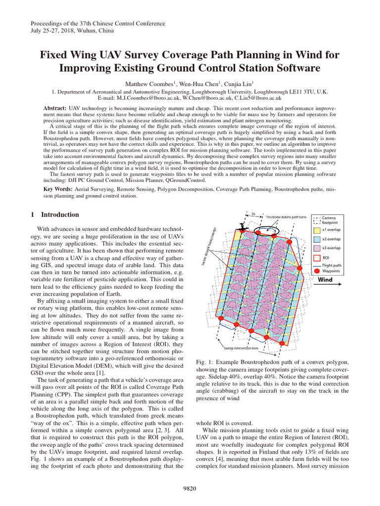 Fixed Wing UAV Survey Coverage Path Planning in Wind For Improving ...
