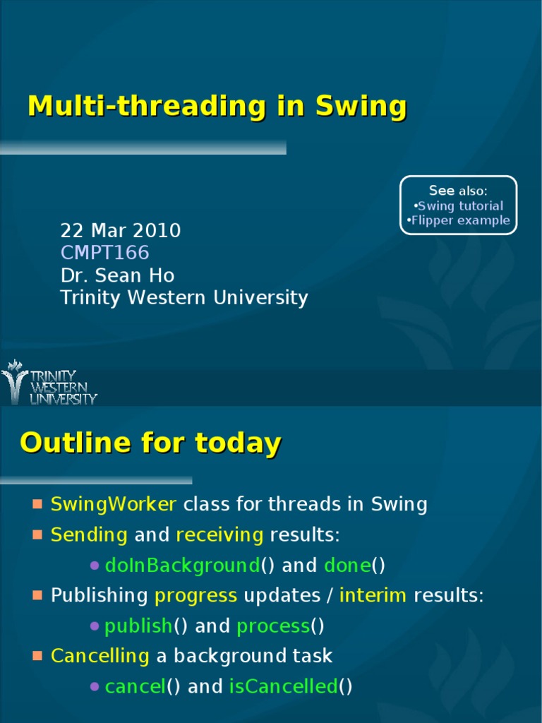 Multi-Threading in Swing | PDF | Class (Computer Programming) | Thread (Computing)