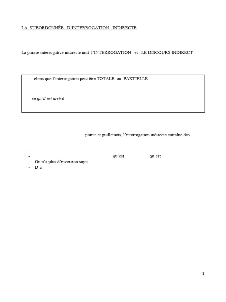 Subordonnée d'interrogation indirecte | PDF | Question | Phrase